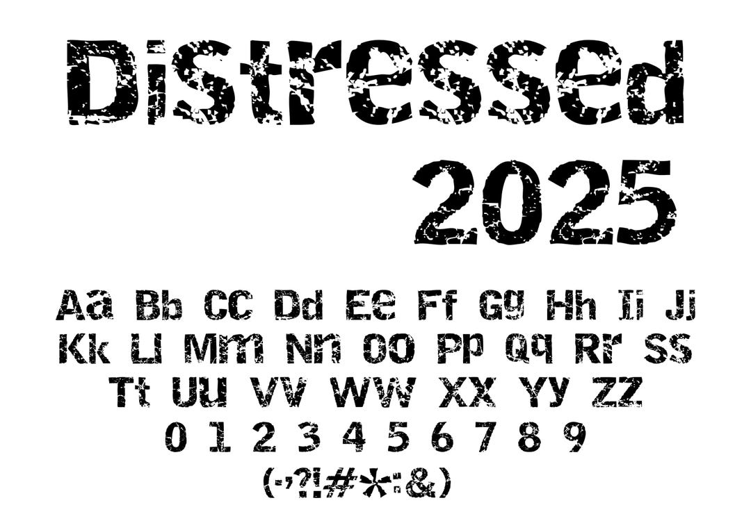 Distressed Font SVG, Distressed Font TTF, Instant Download, Font Svg ...