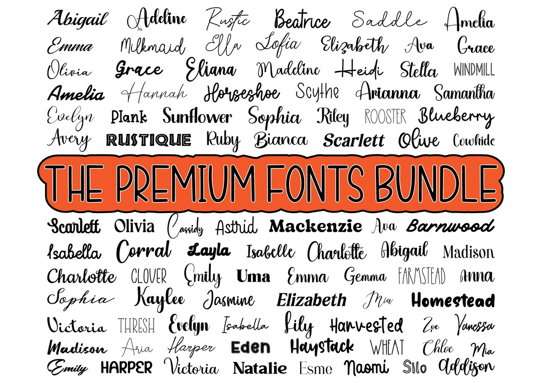 The Premium Fonts Bundle, Mega Collection Fonts, Cursive Fonts SVG ...