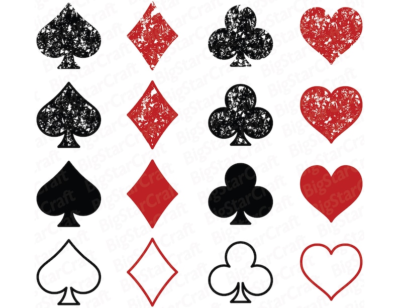 Card Suits SVG Bundle: Poker Symbols Clipart (digital Download) - Etsy