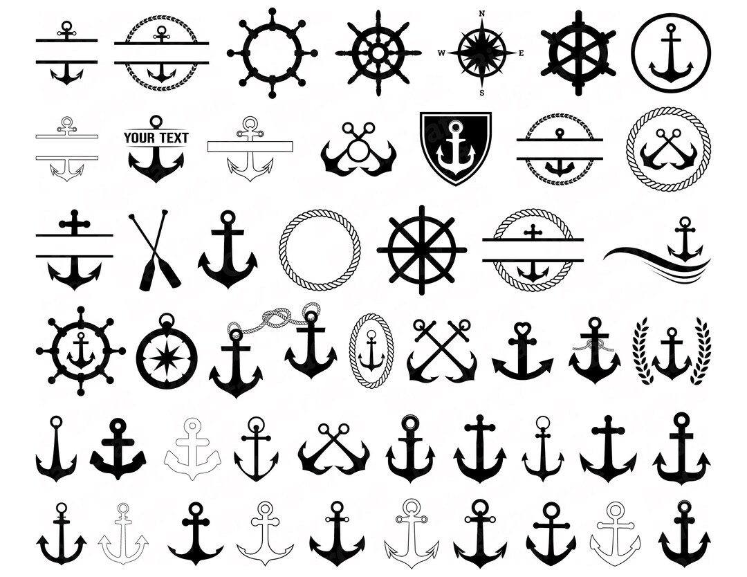 Anchor SVG Bundle: Nautical Marine Clipart, Cut Files (digital Download ...