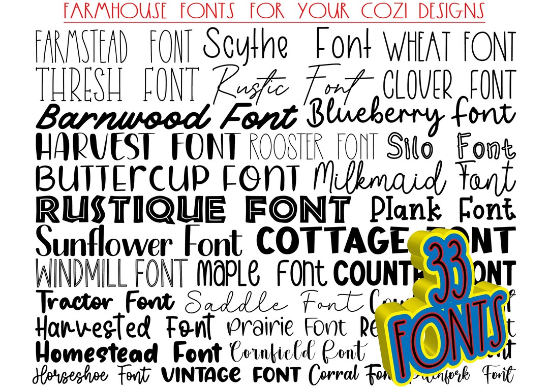 FARMHOUSE FONT SVG Bundle, Font Svg, Country Fonts,fonts for Cricut ...