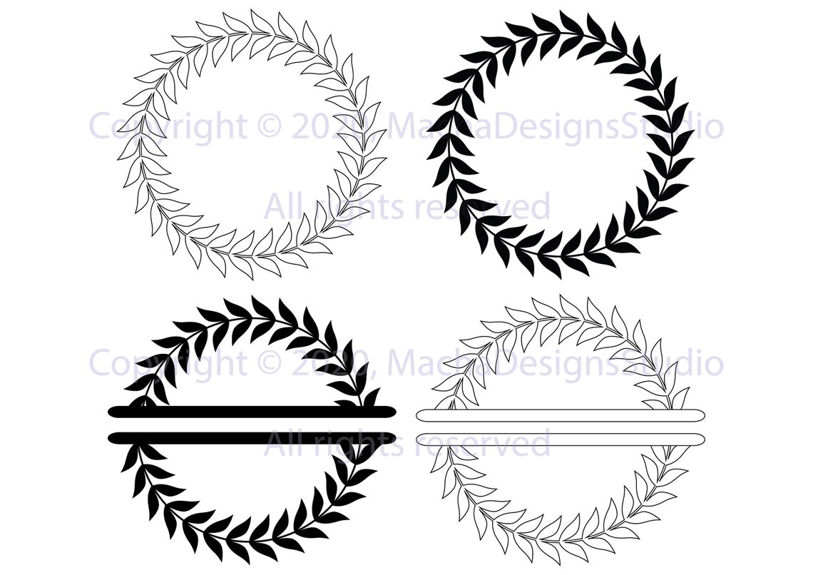 Leafy Wreath SVG: Floral Border Clipart (digital Download) - Etsy