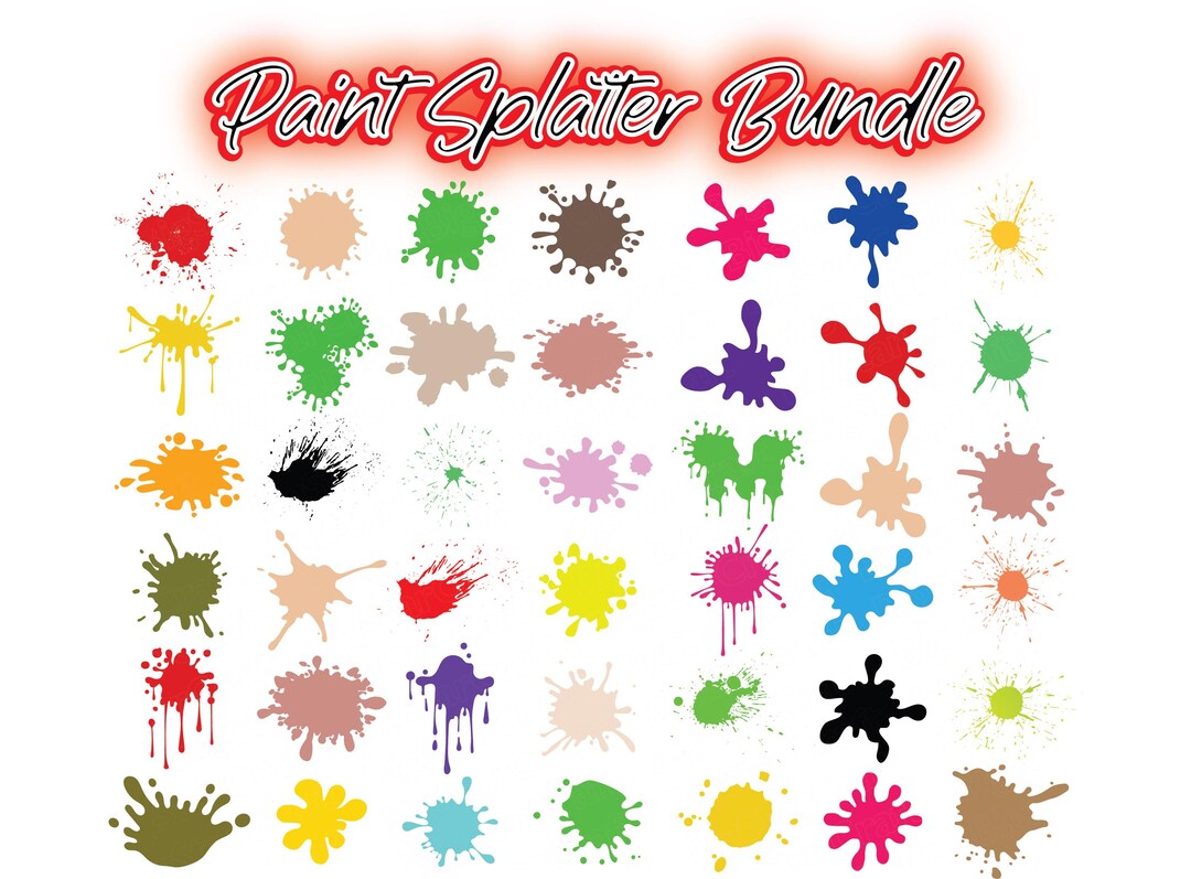 Paint Splatter Bundle SVG PNG – Grunge Ink Splat Clipart for Cricut ...
