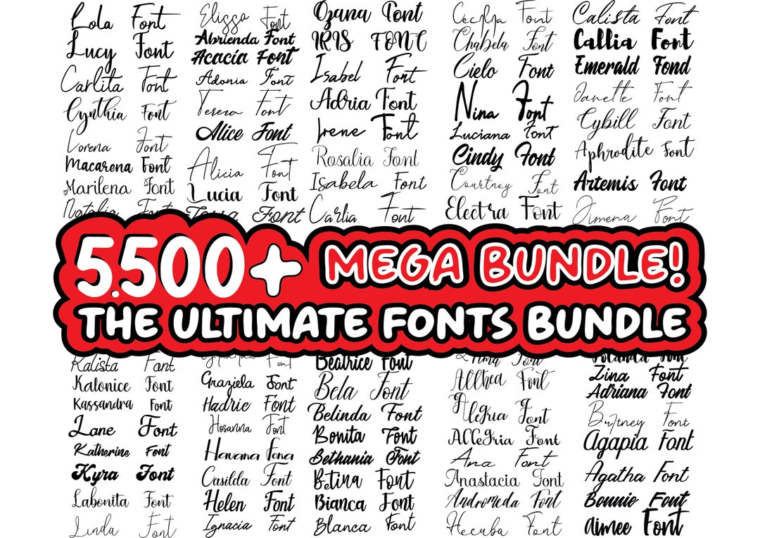 5500+ Font Mega Bundle: Script, Cursive, Calligraphy (TTF Instant ...