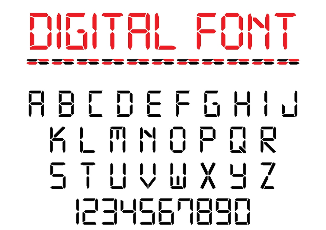 DIGITAL FONT, Alarm Clock Font, Clock Font, Digital Clock, Clock Font ...