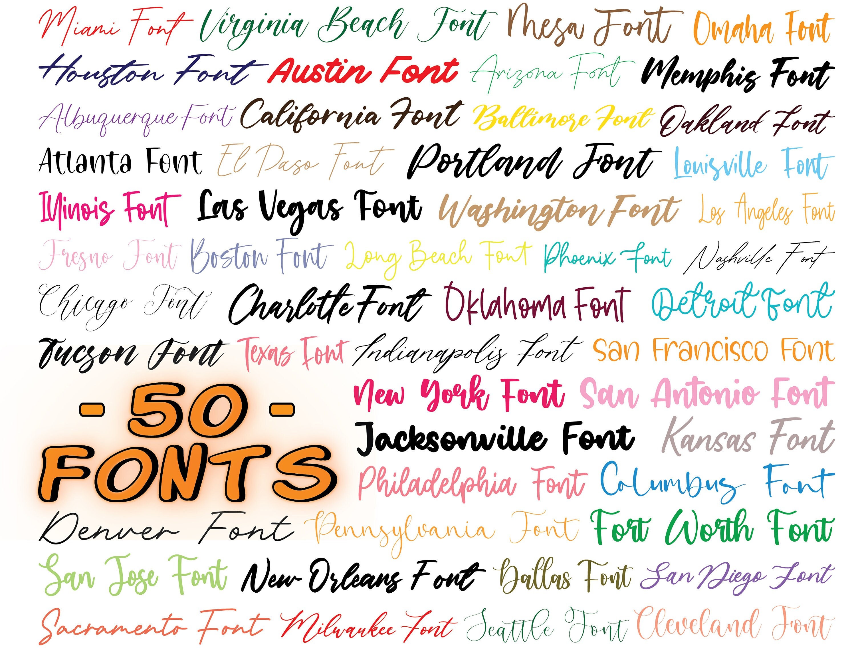 50 FONTS SVG Handwritten Collection Handwritten Font SVG - Etsy
