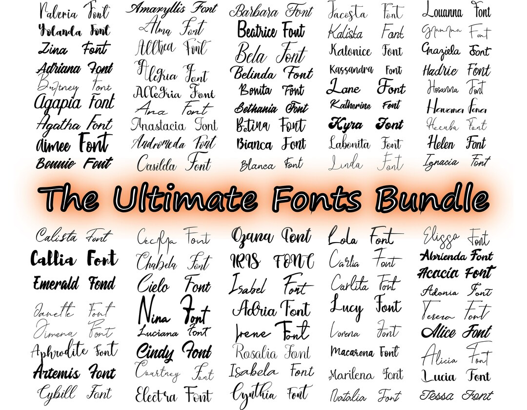The Ultimate Fonts Bundle, Mega Collection Fonts, Cursive Fonts SVG ...