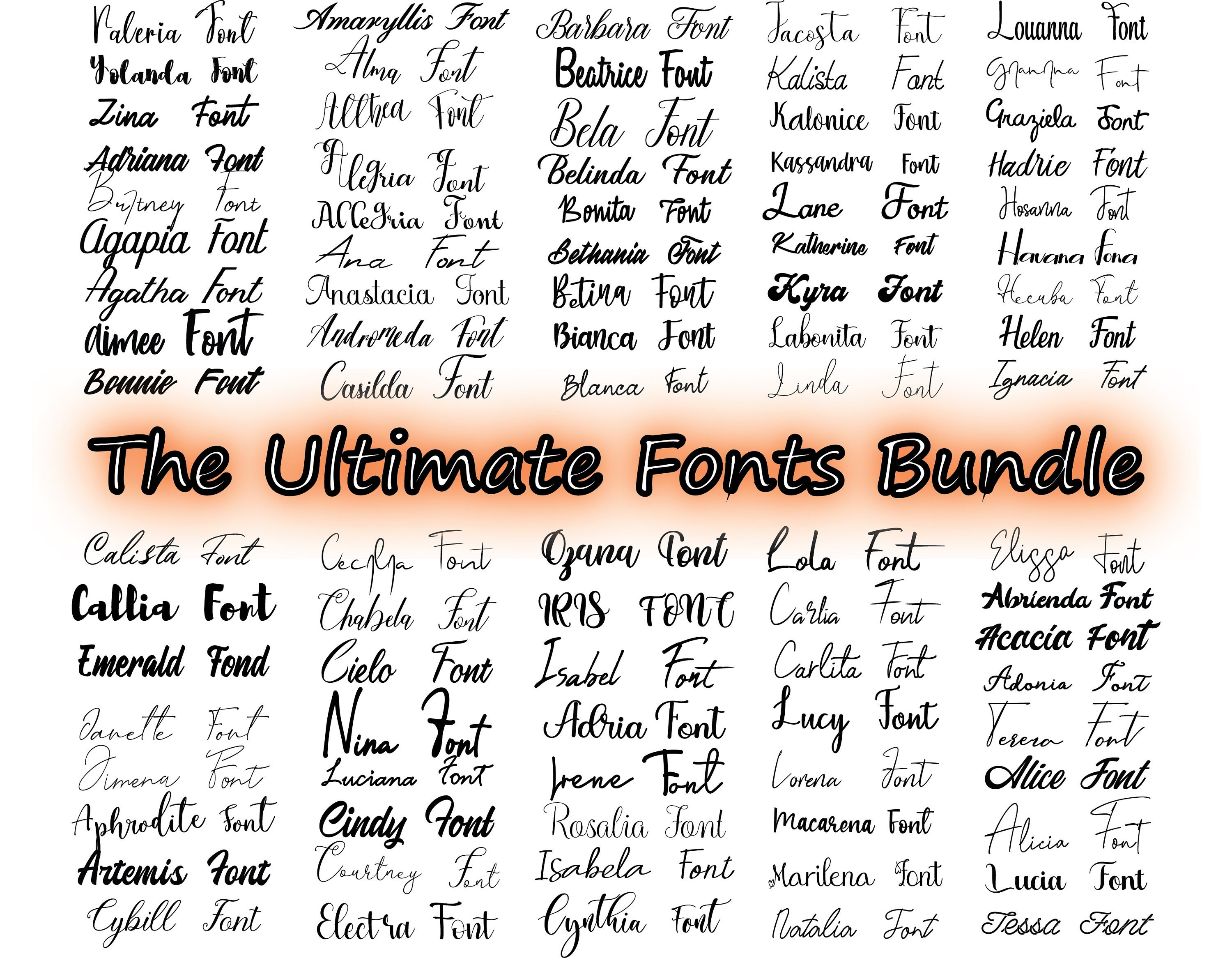 The Ultimate Fonts Bundle Mega Collection Fonts Cursive - Etsy
