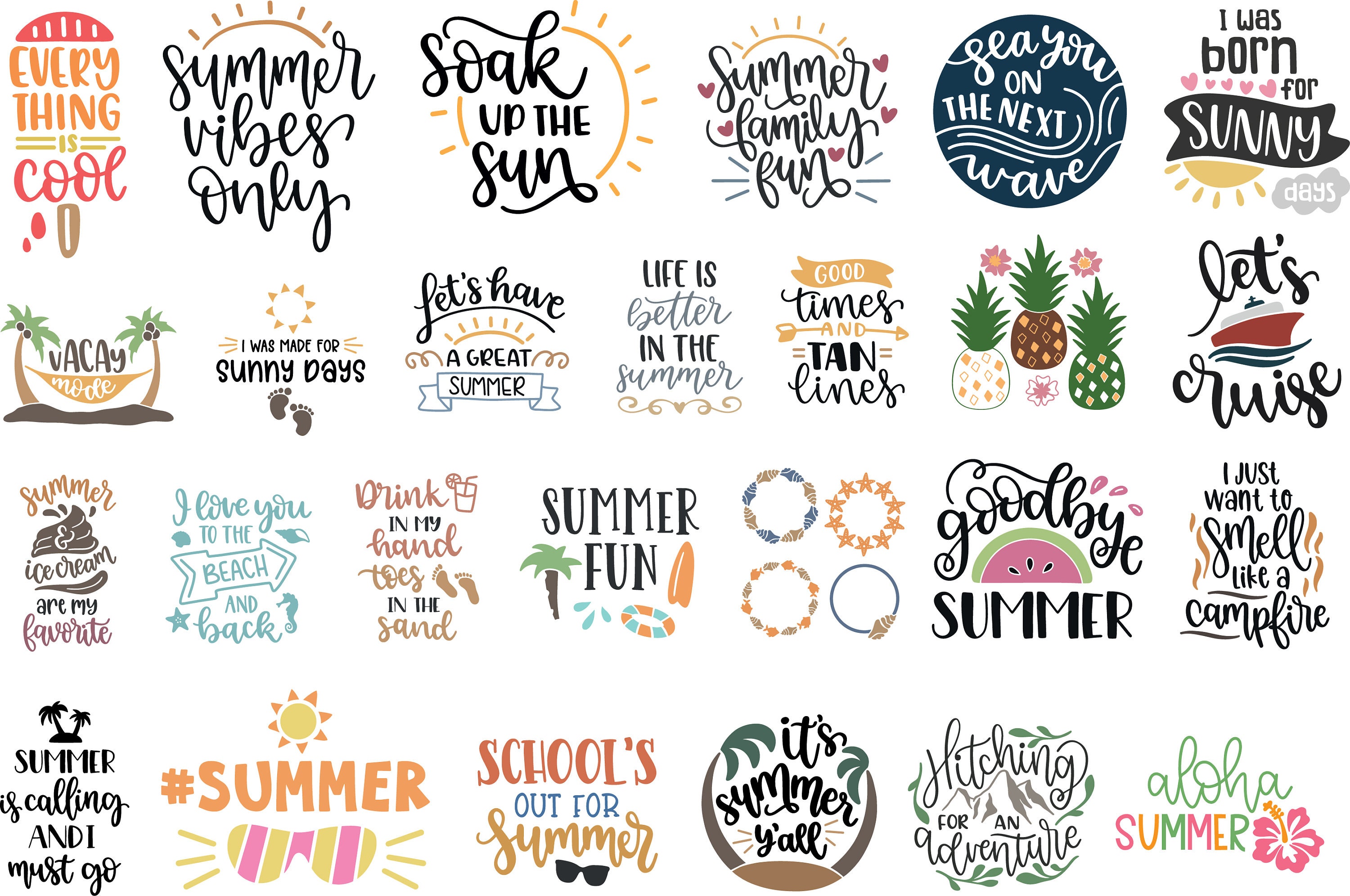Summer SVG Bundle: Beach Vacation Cut Files (digital Download) - Etsy