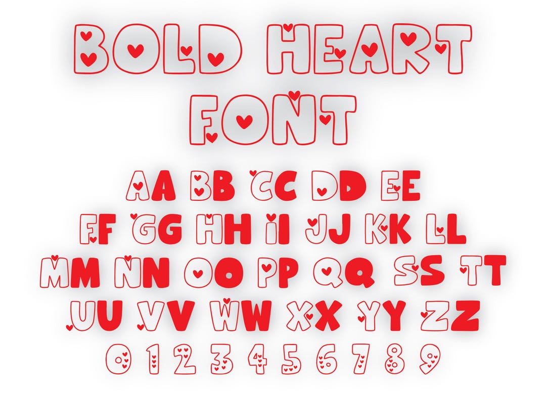 Bold Heart FONT SVG, Valentine's Svg, Love Svg, Valentine Svg, Instant ...