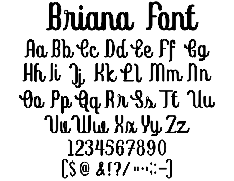 Briana Font Svg Handwritten Font Svg Cursive Font Svg Etsy