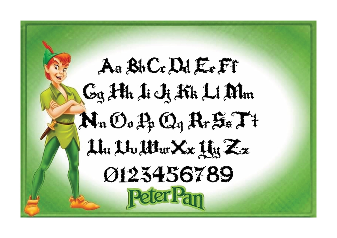 Peter Pan FONT SVG, Peter Pan Alphabet Svg, Instant Download, Peter Pan ...