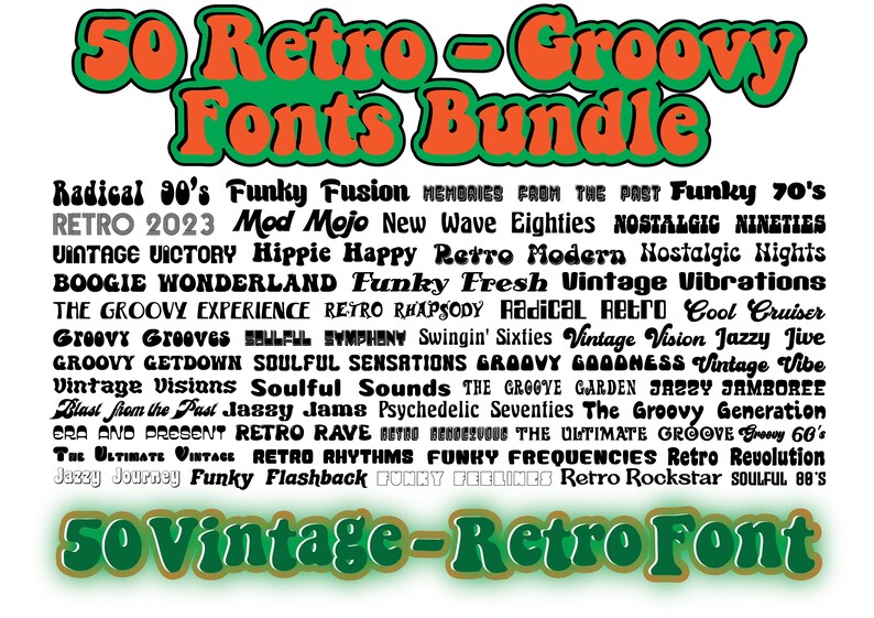 Groovy Retro Font SVG Bundle: Alphabet Clipart (50 SVG & TTF Files) - Etsy