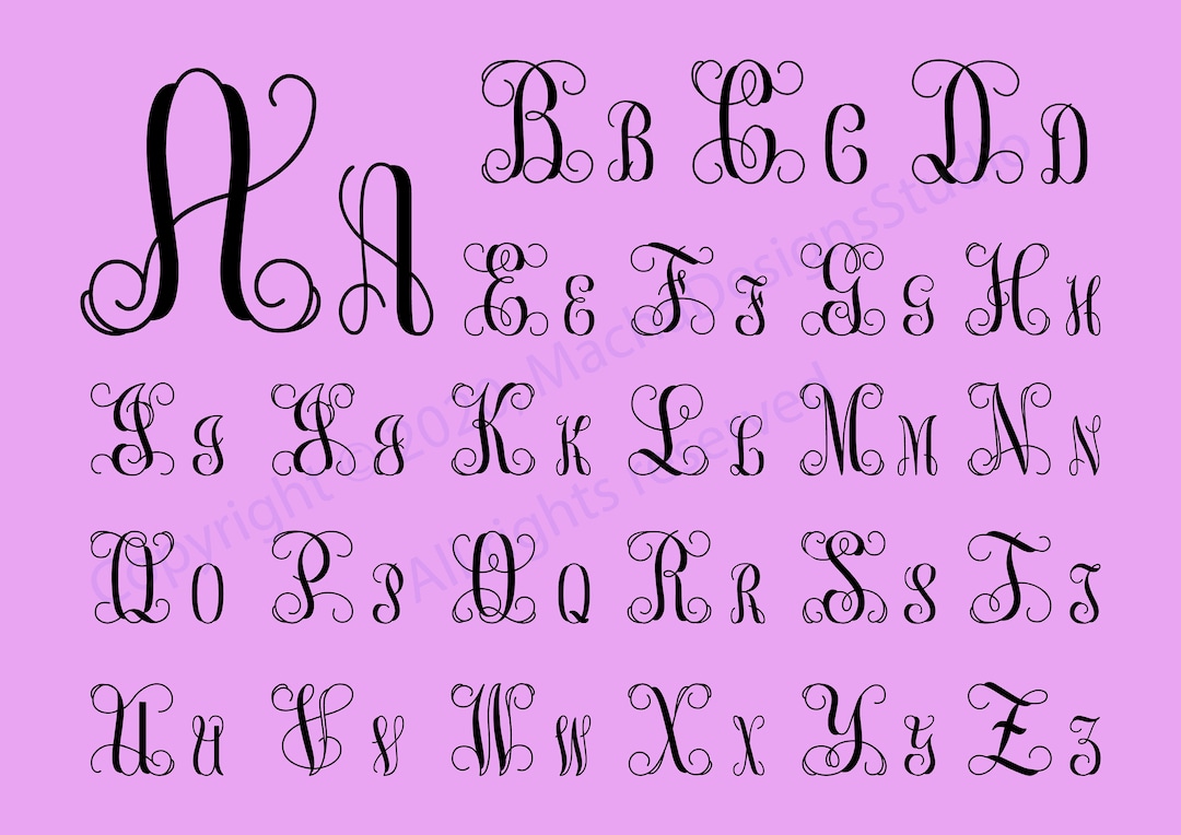 Vine Monogram SVG Font: Interlocking Alphabet Cut File (instant Download) - Etsy