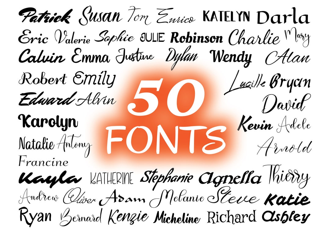 50 Handwritten & Cursive Fonts SVG Bundle (TTF, PNG) - Etsy