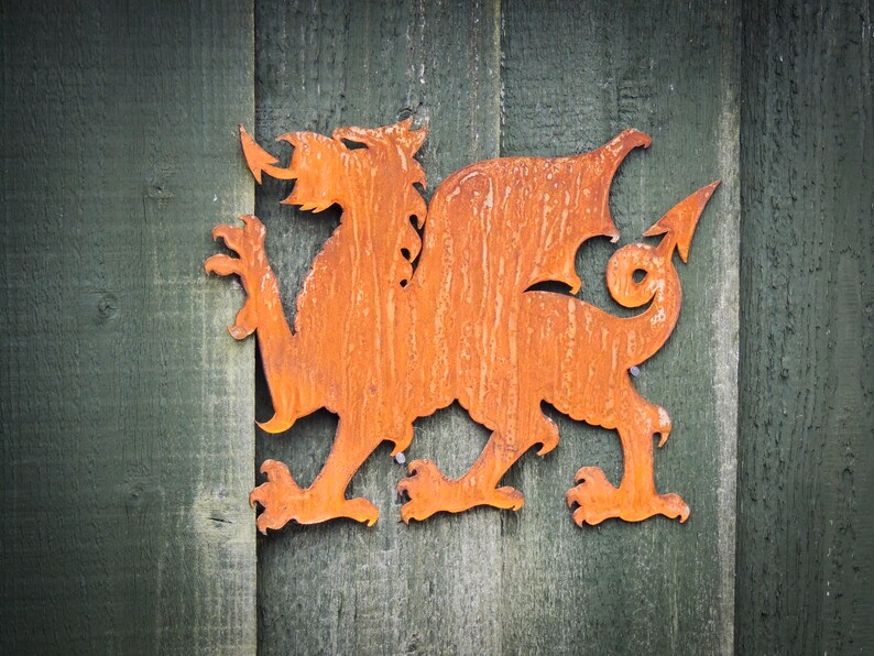 Large Welsh Dragon Metal Wall Art, Rusty Exterior Decor, Ready to Rust ...