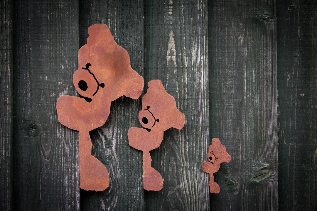 Metal Teddy Bear Rustic Fence Decoration, Teddy Bear Gift, Pergola ...