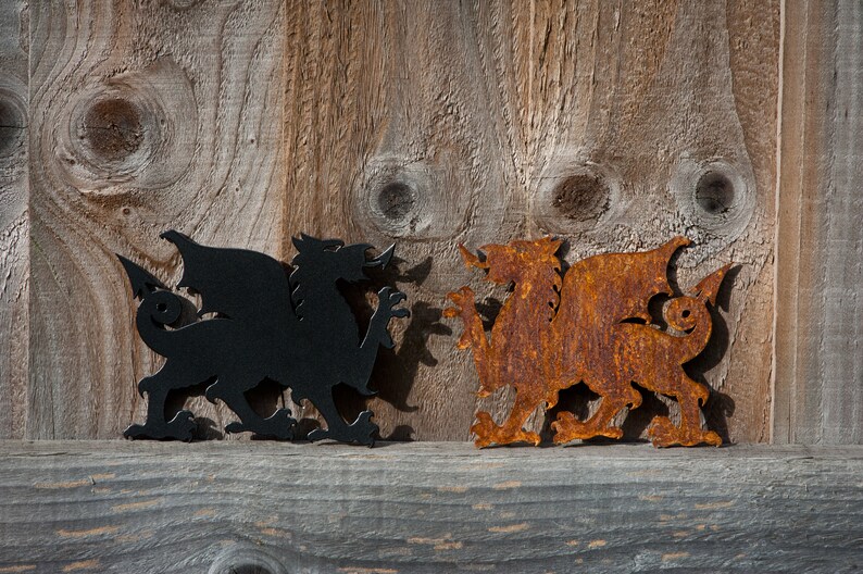 CYMRU Welsh Dragon Small Rusty Metal Garden Art Decor - Etsy UK