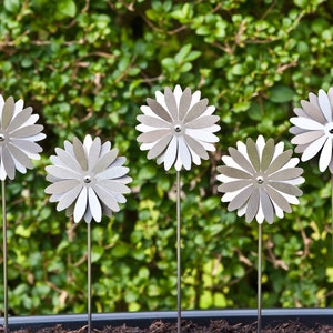 Daisy Stainless Steel Metal Flower Stem, Silver Flower, Garden Ornament ...