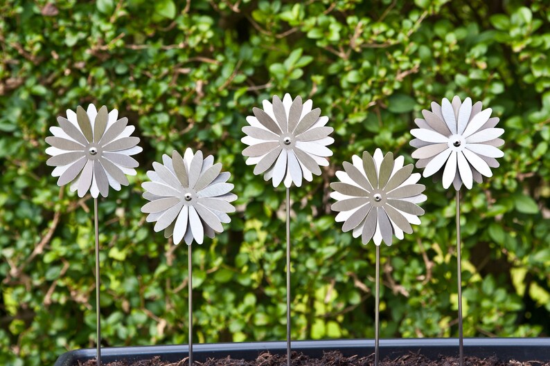 Daisy Stainless Steel Metal Flower Stem, Silver Flower, Garden Ornament ...