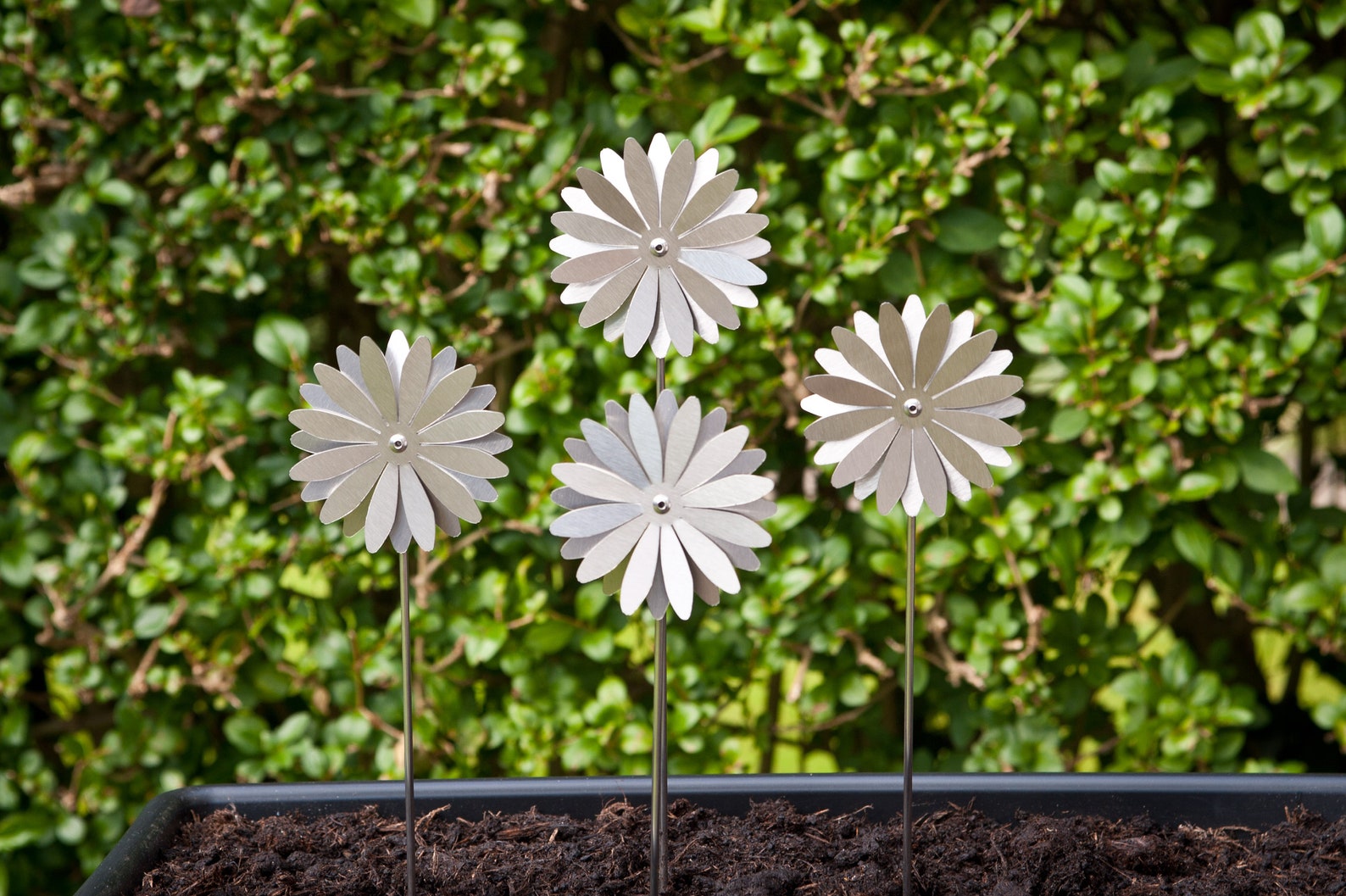 Daisy Stainless Steel Metal Flower Stem, Silver Flower, Garden Ornament ...