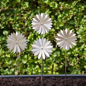 Daisy Stainless Steel Metal Flower Stem, Silver Flower, Garden Ornament ...