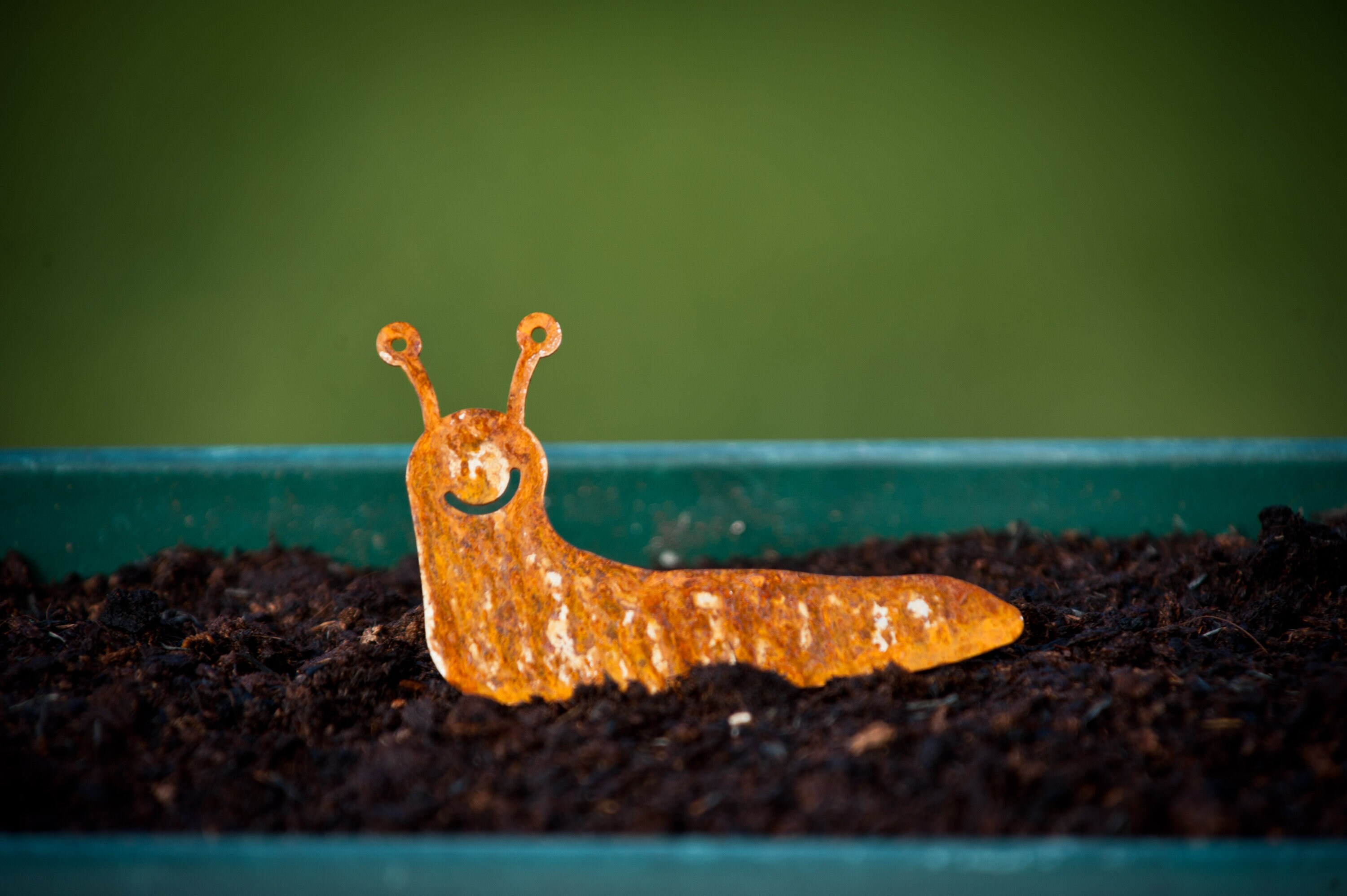 Small Slug Smiley Happy Face Garden Rusty Metal Plant Pot | Etsy