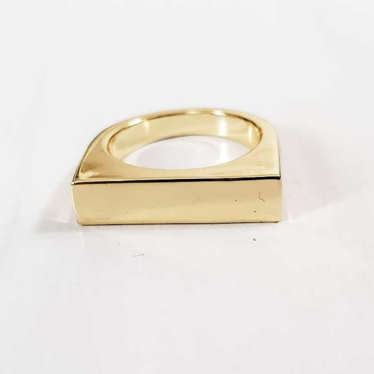 Flat Top Sterling Silver Ring Blank: 18k Gold Plated, Stamping ...