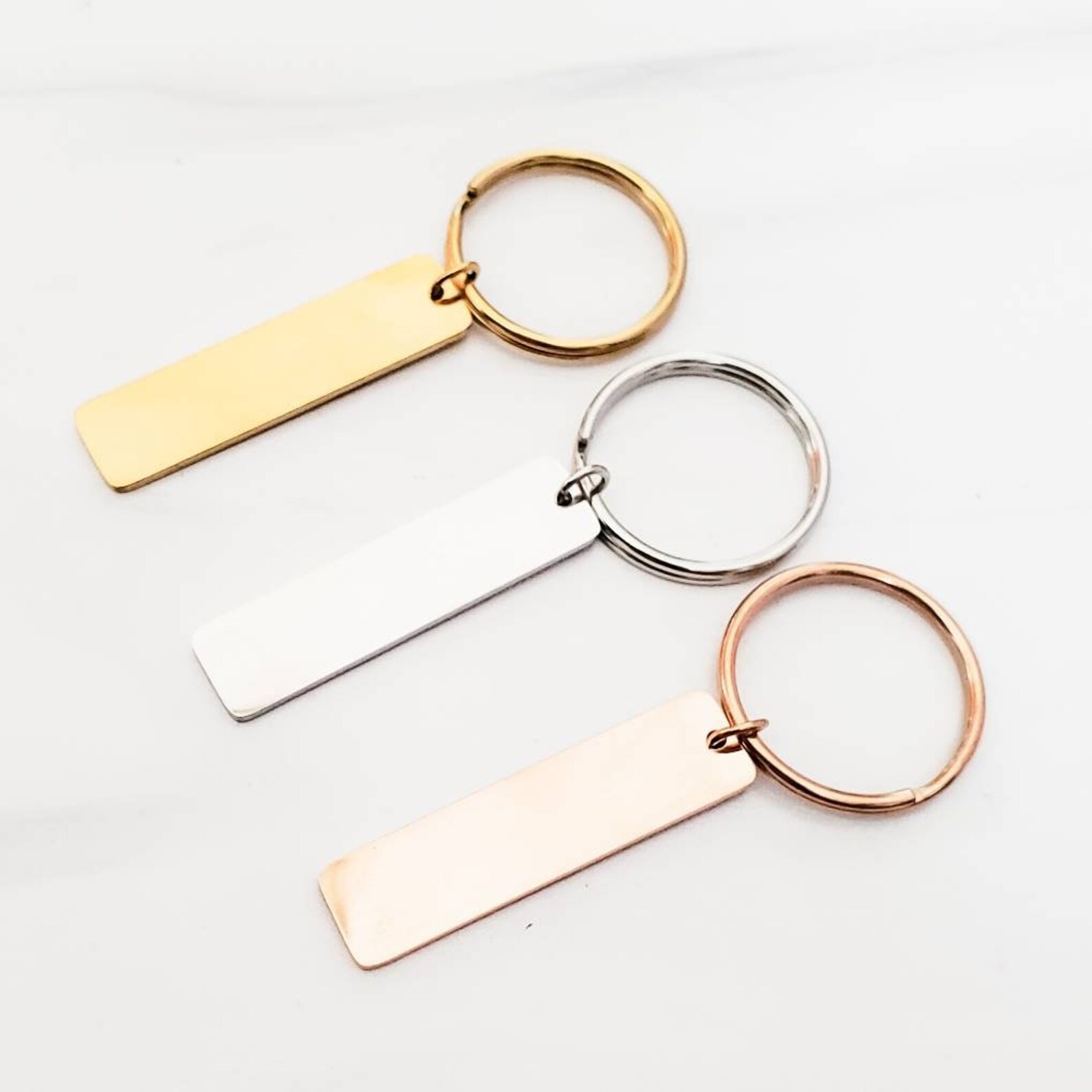 Gold Keychain Blank Pink Stainless Steel Bar Keyring Stamping Blank ...