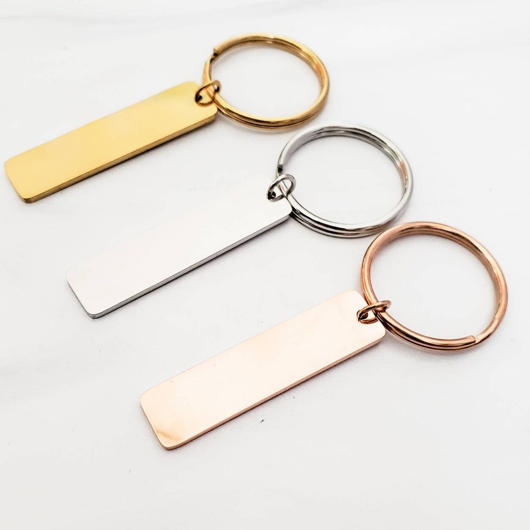 Stainless Steel Keychain Blank: Rectangle Stamping Bar - Gold, Silver ...