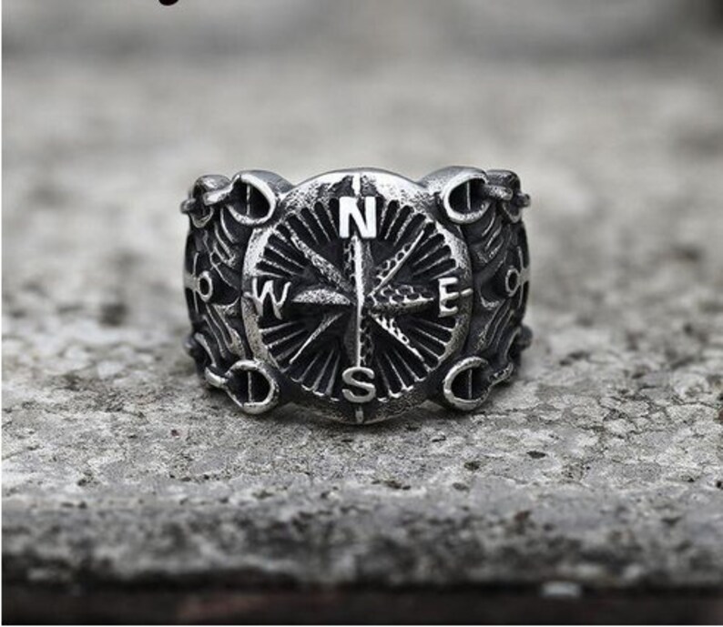 Vintage Northern Pirate Compass Stainless Steel Marine Ring - Etsy