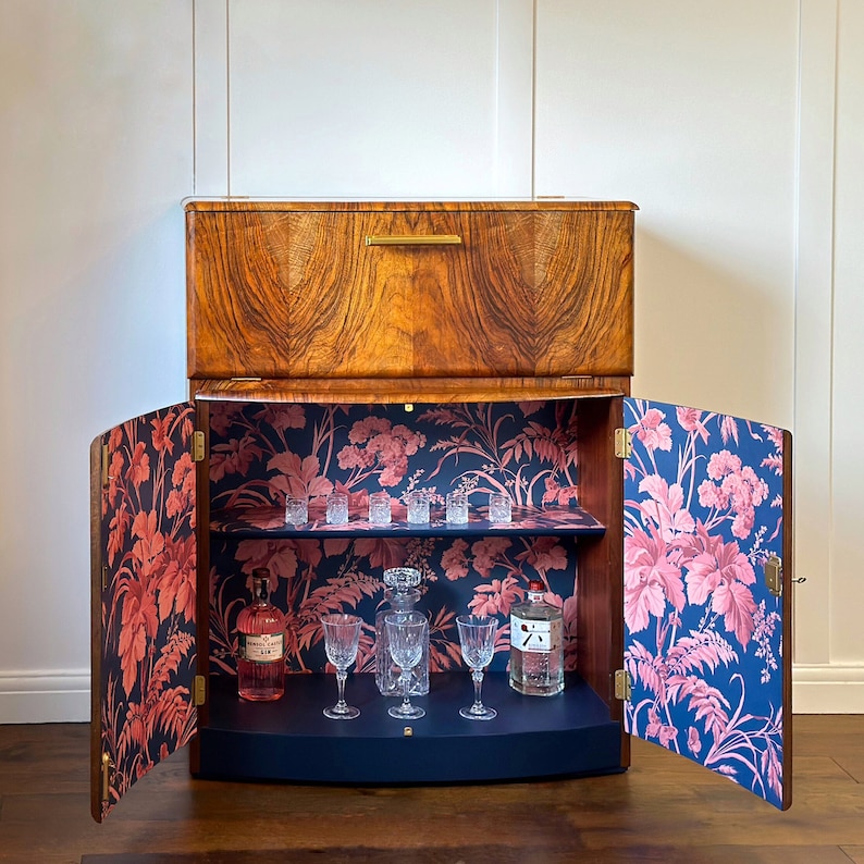 Unique Walnut Art Deco 1920s Vintage Cocktail Cabinet, Unique Upcycled ...