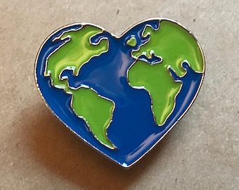 Earth Heart Enamel Pin - Etsy