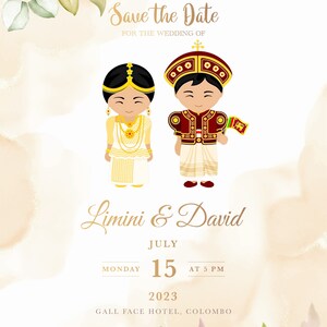 Sri Lankan Sinhala Traditional Udarata Couple Wedding Invitation | Save ...