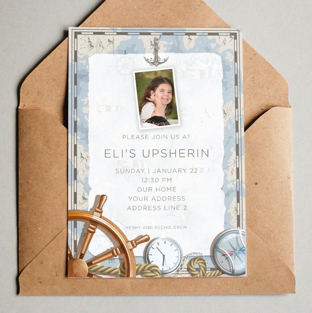 Upsherin Invitation Nautical Theme With Custom Photo Upshernish ...