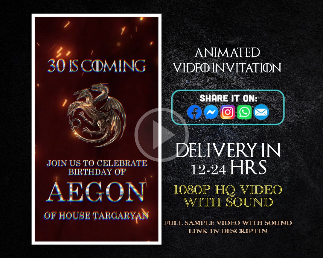 Mother of Dragons War of Thrones Fantasy Medieval Birthday Video ...