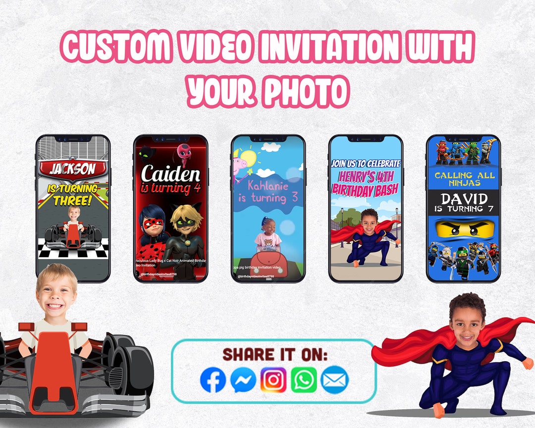 Custom Animated Birthday Invitation Video With Kids Photo - Etsy