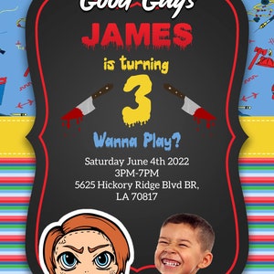 Childs Play Chucky Theme Birthday Invitation With Custom Photo - Etsy
