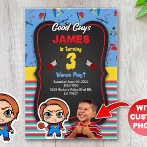Childs Play Chucky Theme Birthday Invitation With Custom Photo - Etsy