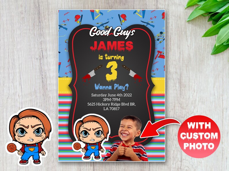 Childs Play Chucky Theme Birthday Invitation With Custom Photo - Etsy