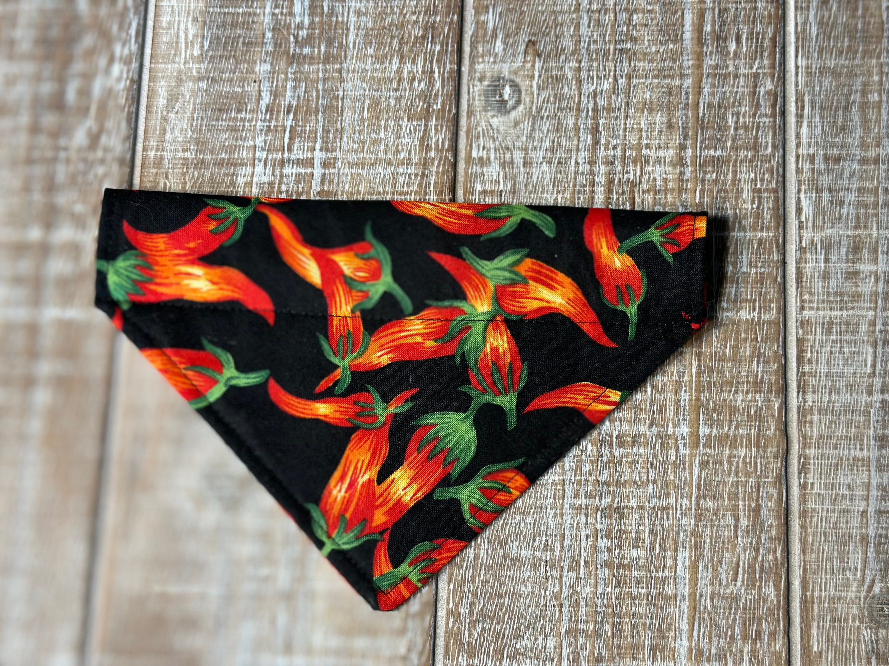 Black and Red Hot Chili Peppers Patterned Over the Collar Dog Scarf ...