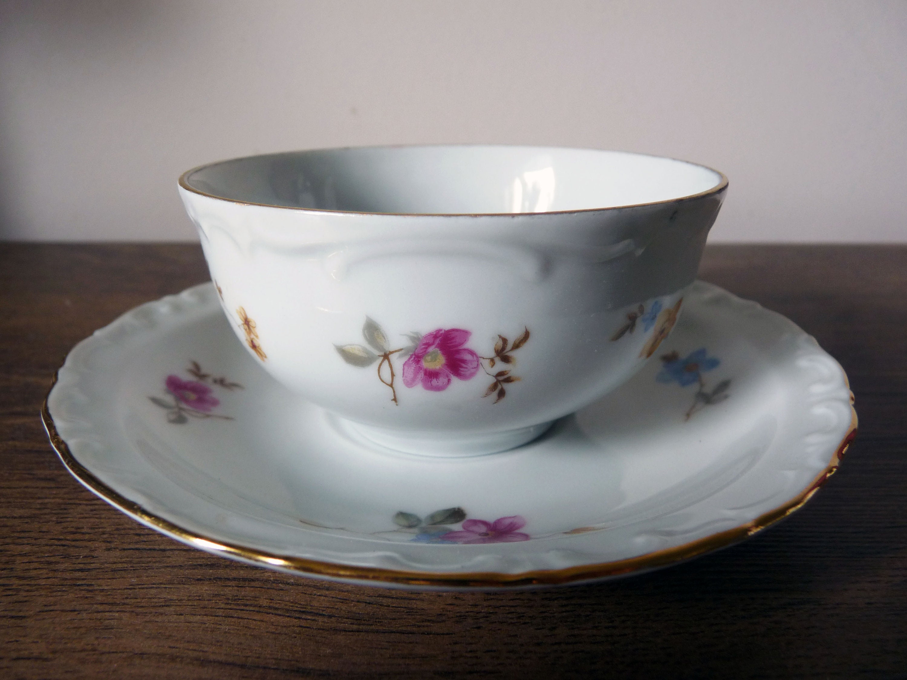 Kahla Collectible China Cup and Saucer, German Old China Tea Cup and Saucer Flowers - Etsy