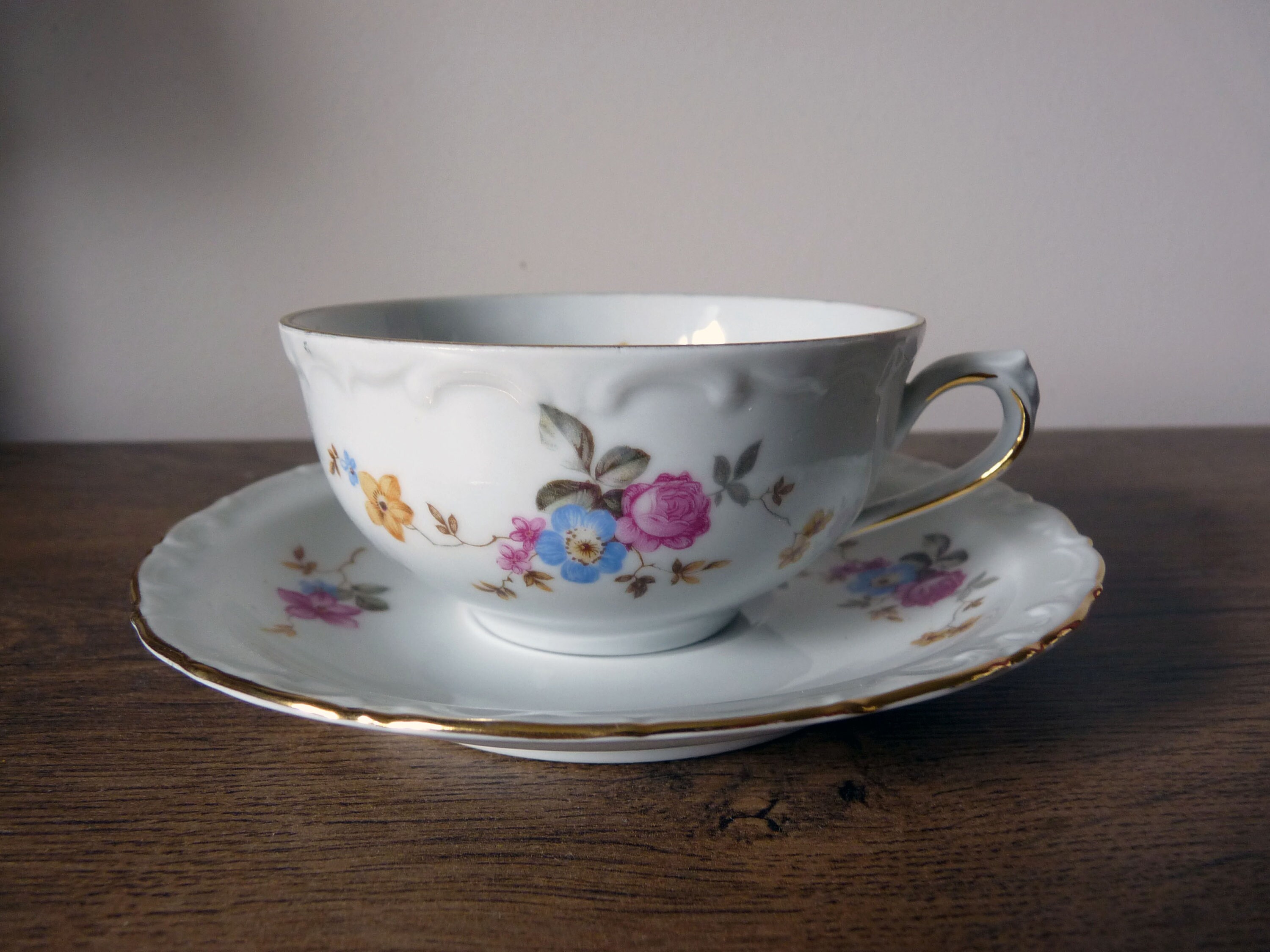 Kahla Collectible China Cup and Saucer, German Old China Tea Cup and Saucer Flowers - Etsy