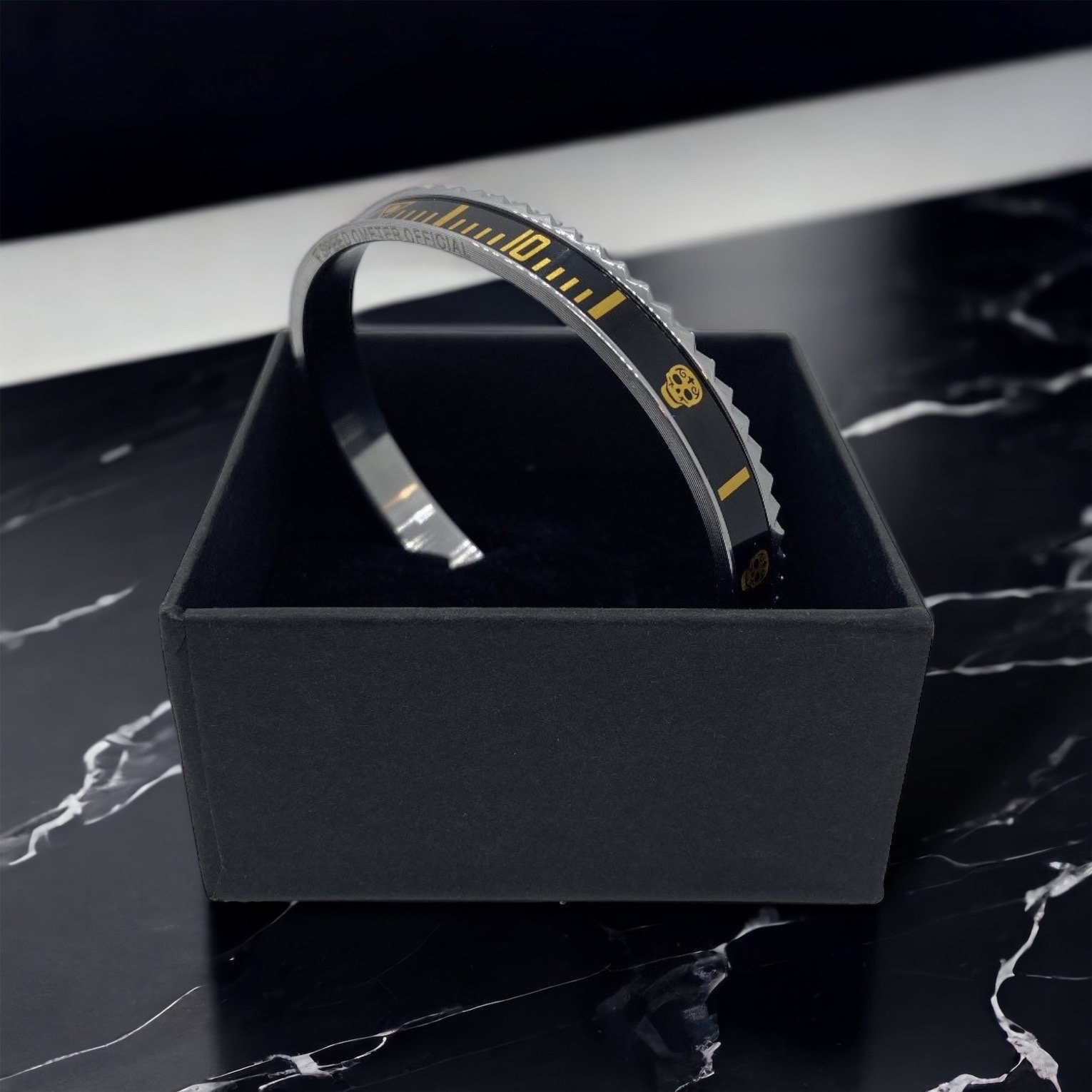 Speedometer Official Bracelet Classic Black Yellow Skull Stainless ...