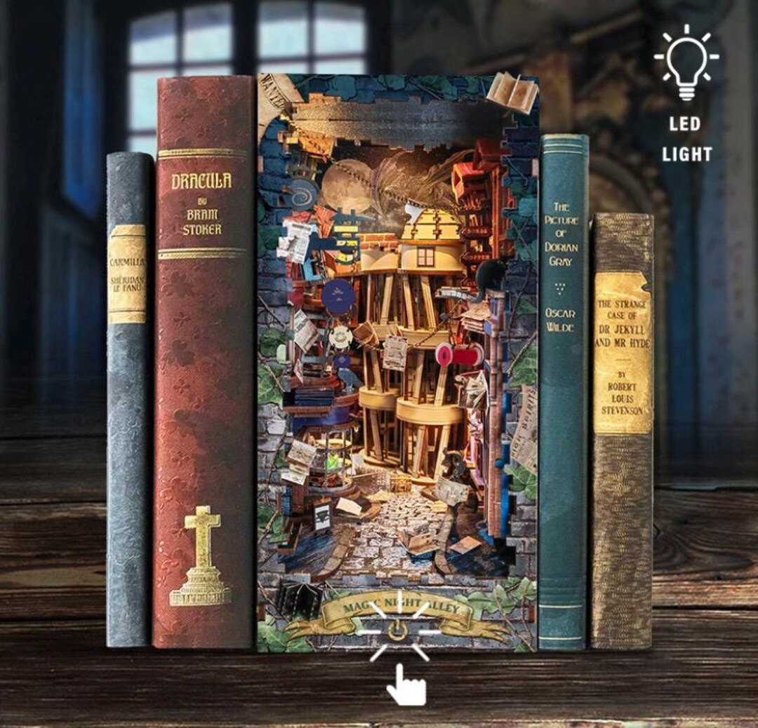 DIY Book Nook Kit - Magic Night Alley, Miniature House With LED Light ...