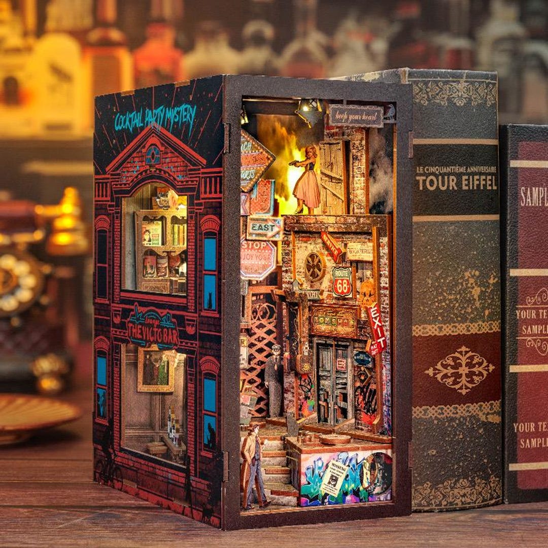 DIY Book Nook Kit - Cocktail Party Mystery, Miniature House With LED ...
