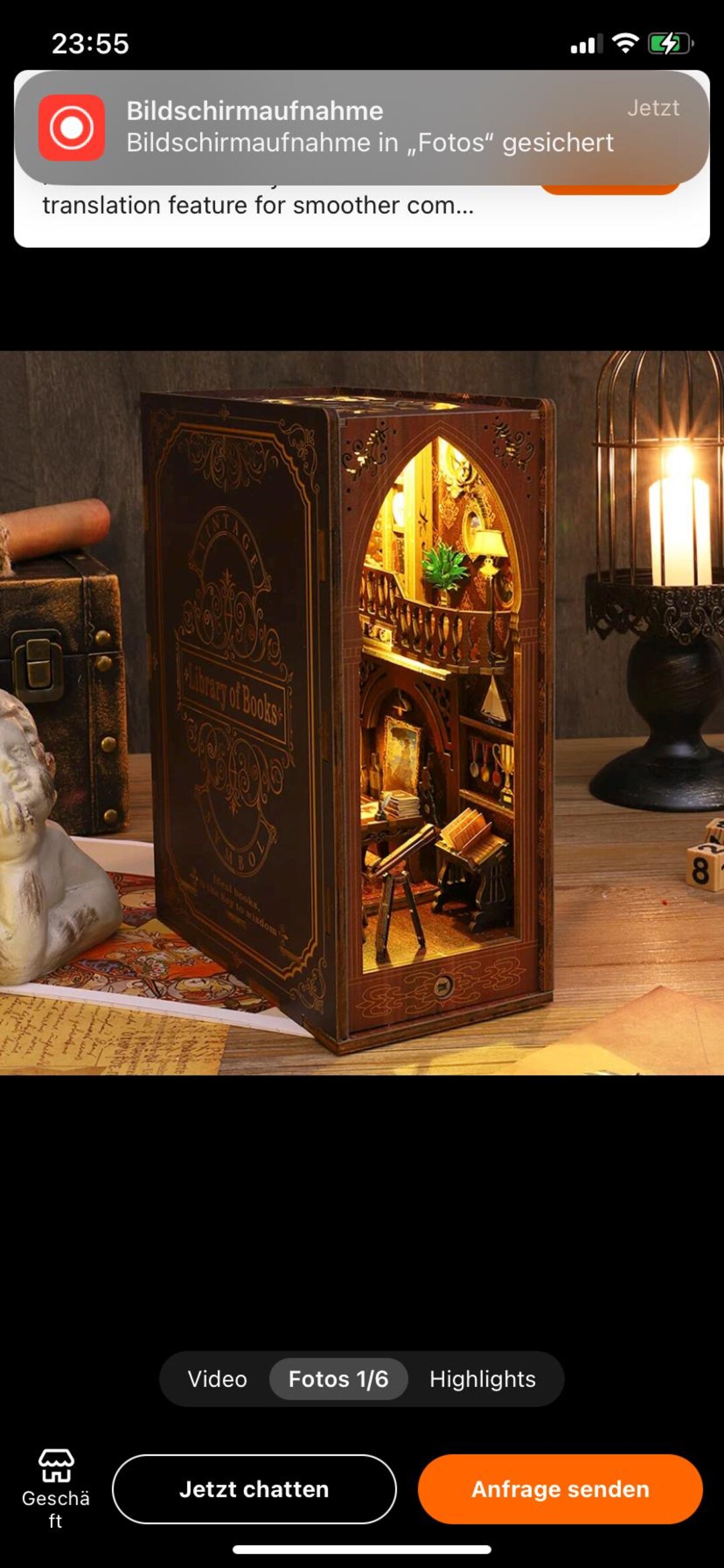 DIY Book Nook Kit - Library of Books Miniature House With LED Light ...