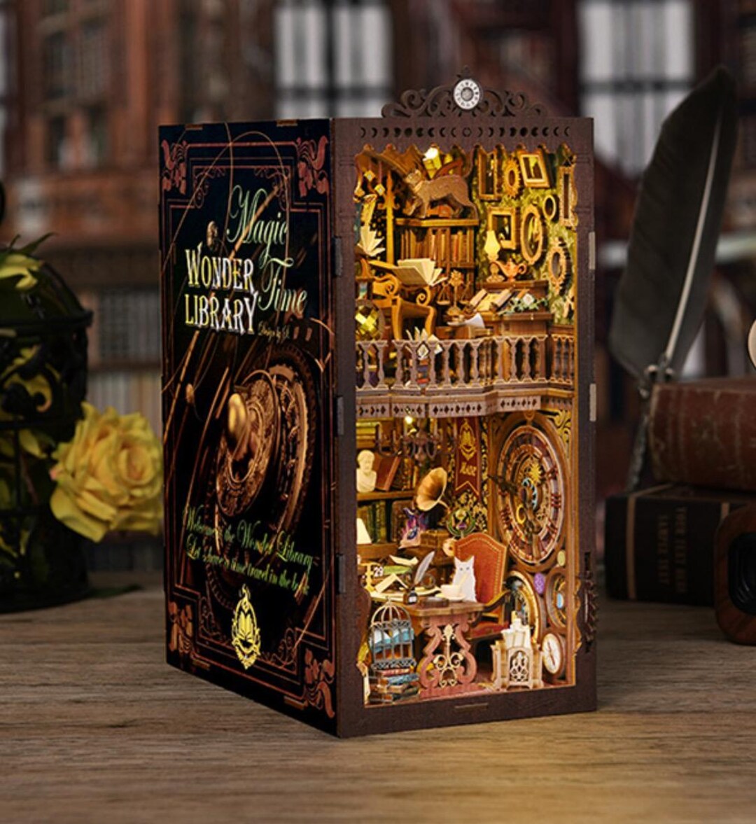 DIY Book Nook Kit - Wonder Library, Miniature House With LED Light ...
