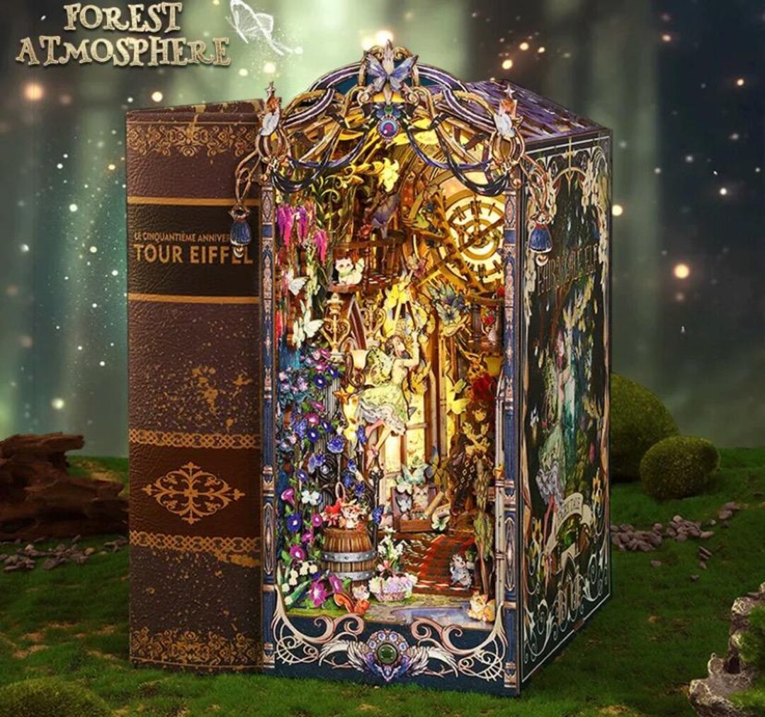 DIY Book Nook Kit - Elf Forest, Miniature House With LED Light, Book ...