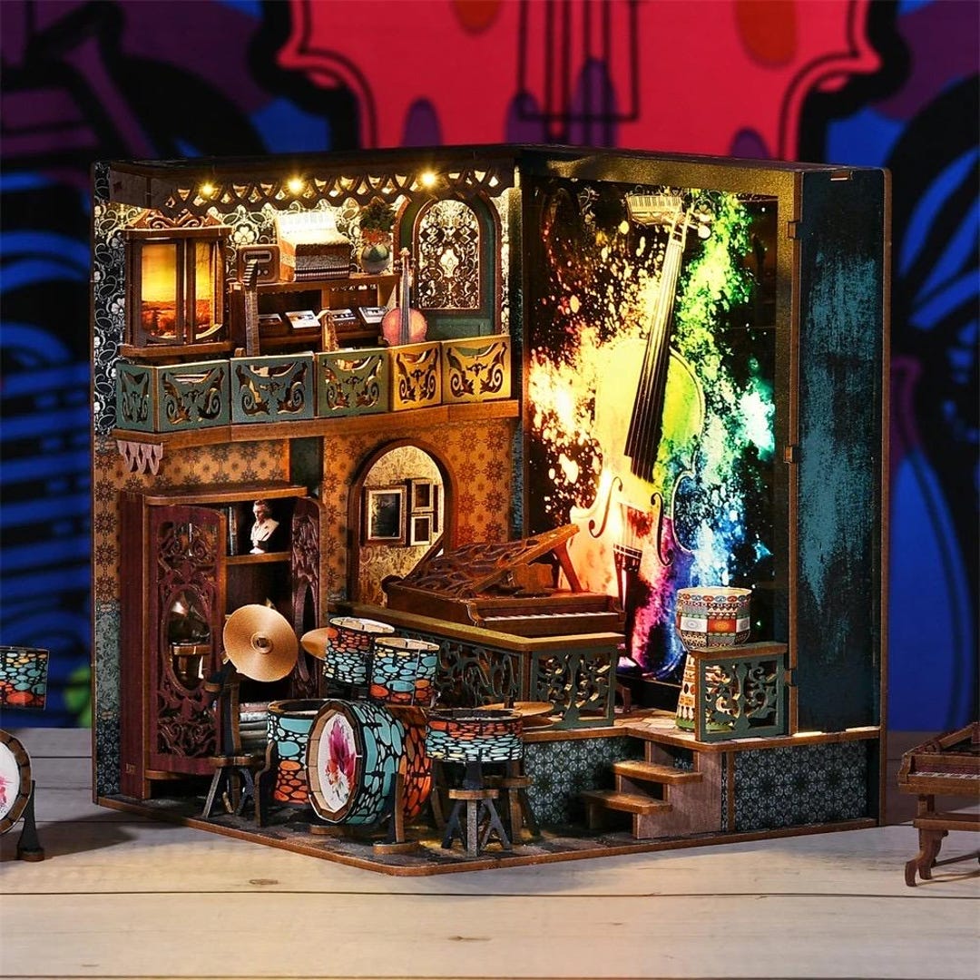 DIY Book Nook Kit - Concert Hall, Miniature House With LED Light, Book ...
